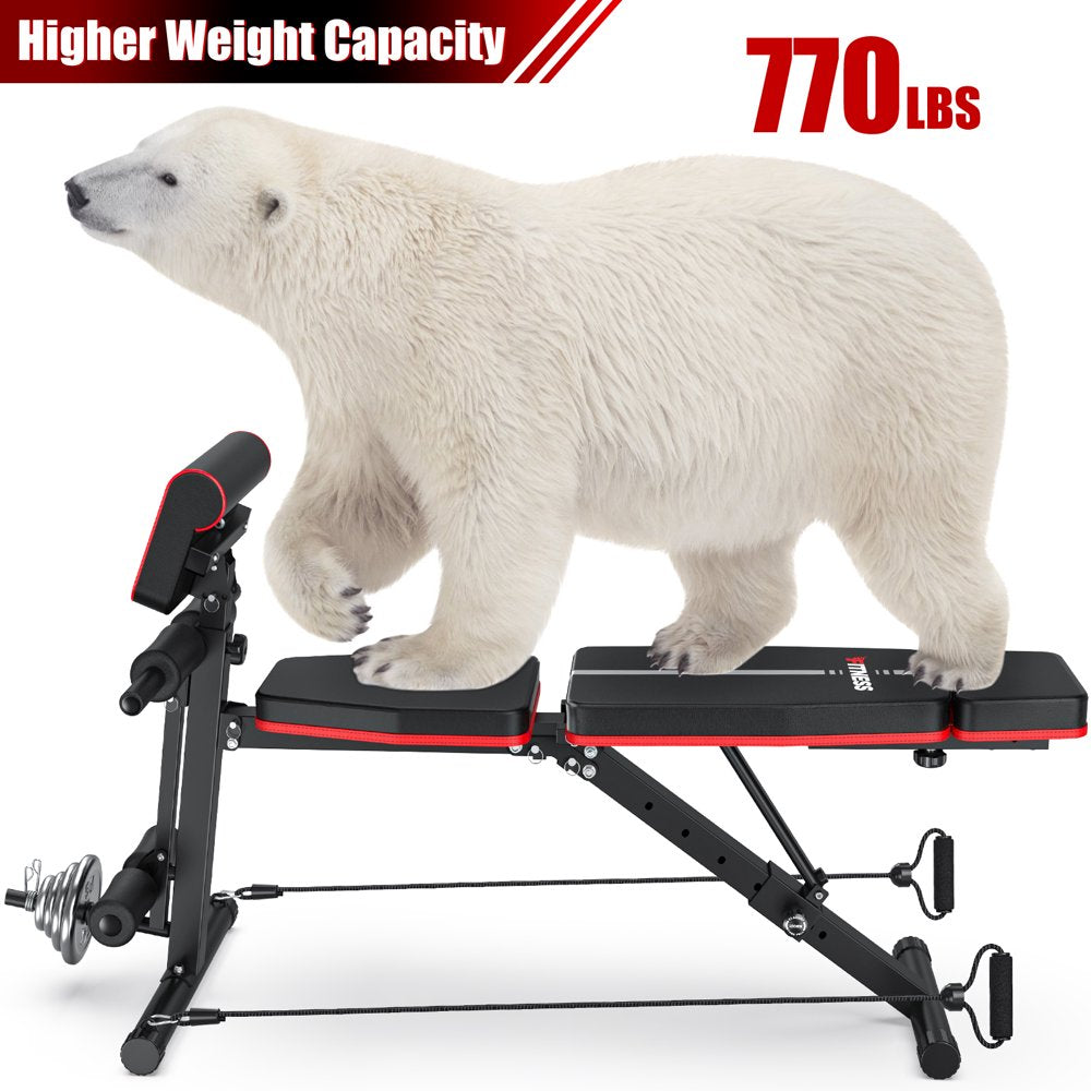 770 LB Adjustable Weight Bench Foldable Workout Bench Press for Full B ...